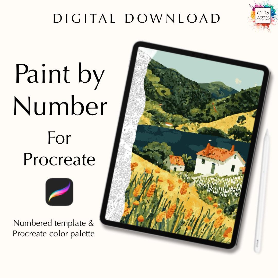 Farm Landscape Paint by Number Digital Painting Kit for Procreate - Etsy
