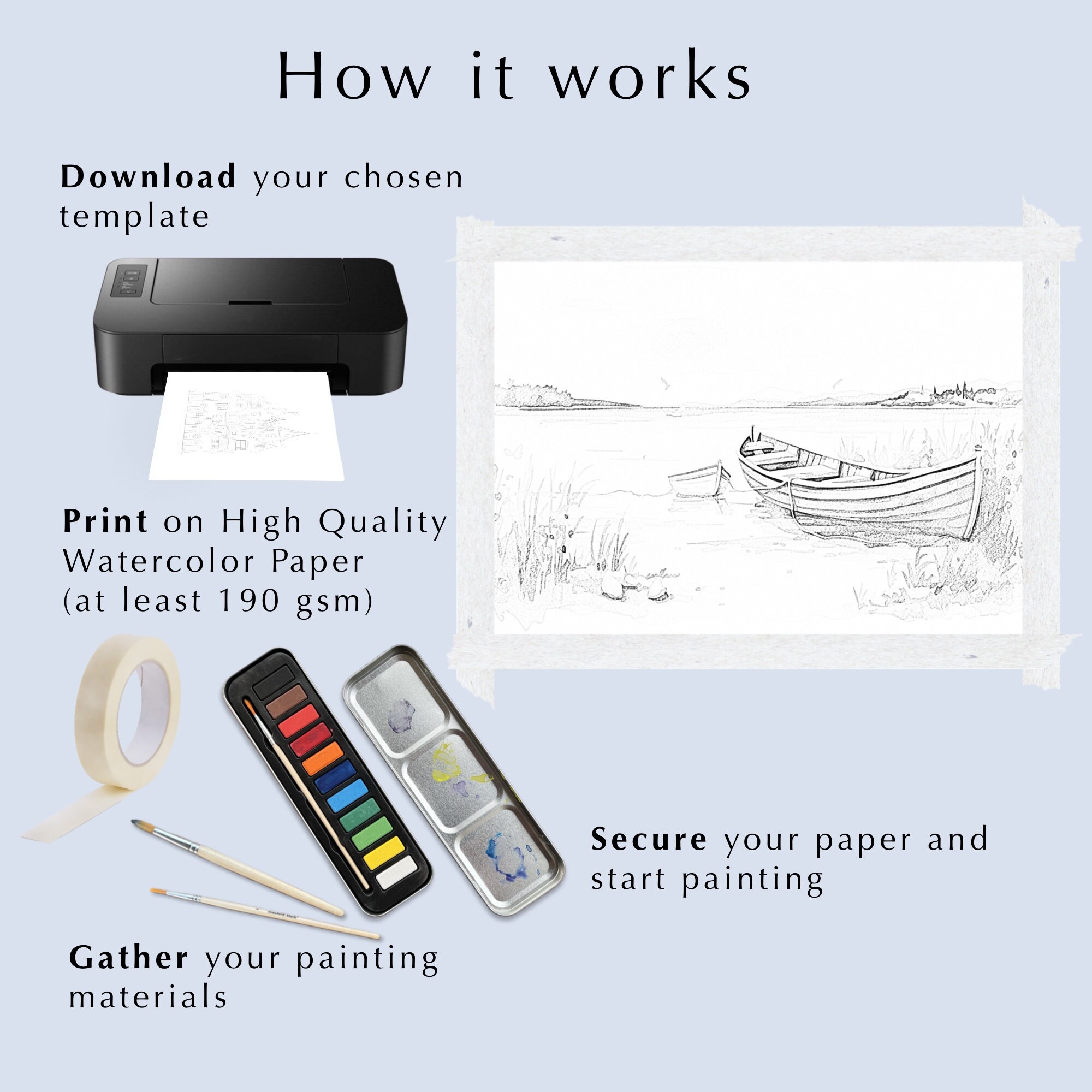 Rowing Boat Outline Drawing, PDF Digital Download for Coloring or ...