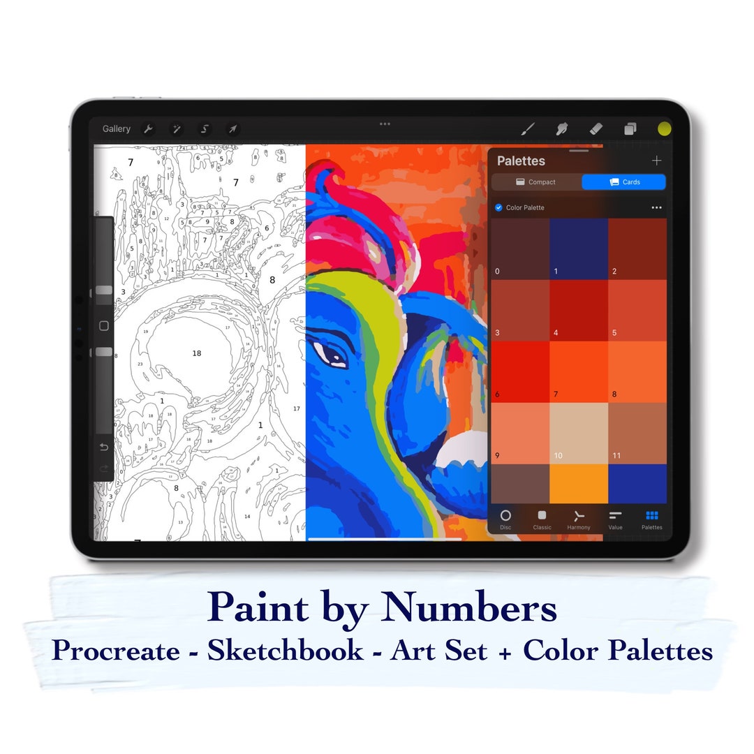 Paint by Number Kit Digital, Procreate, Sketchbook and Art Set ...