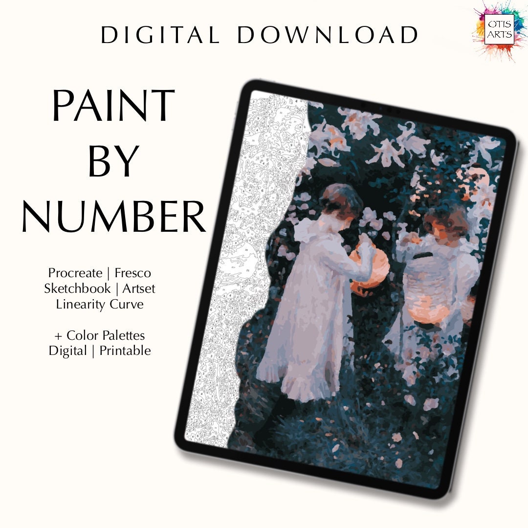 Paint by Number Kit Digital, Procreate, Fresco, Sketchbook, Art Set ...