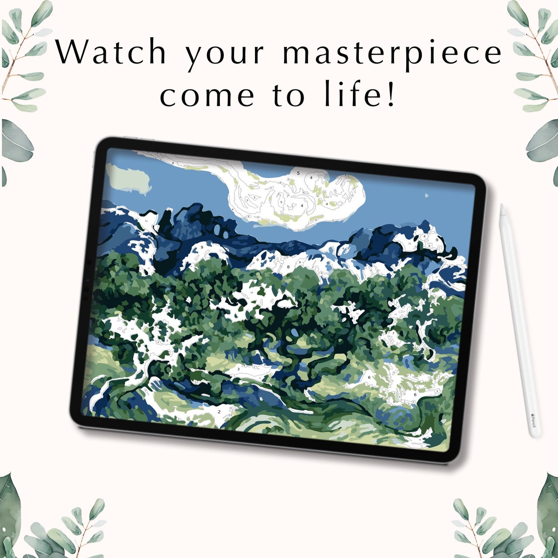 Paint by Number Kit Digital Procreate Sketchbook and Art Set - Etsy