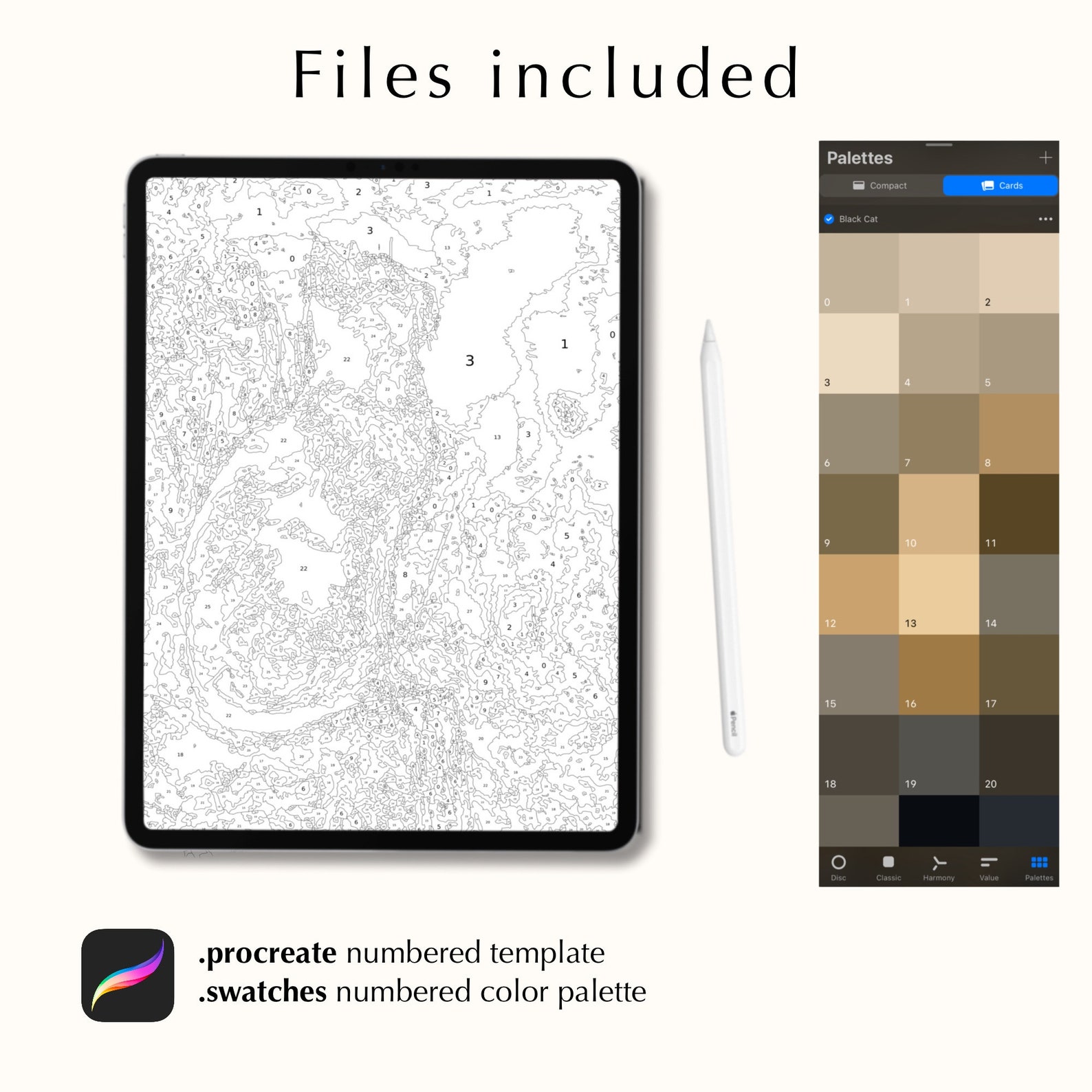 Paint by Number Kit for Procreate Including Color Palettes, Digital ...