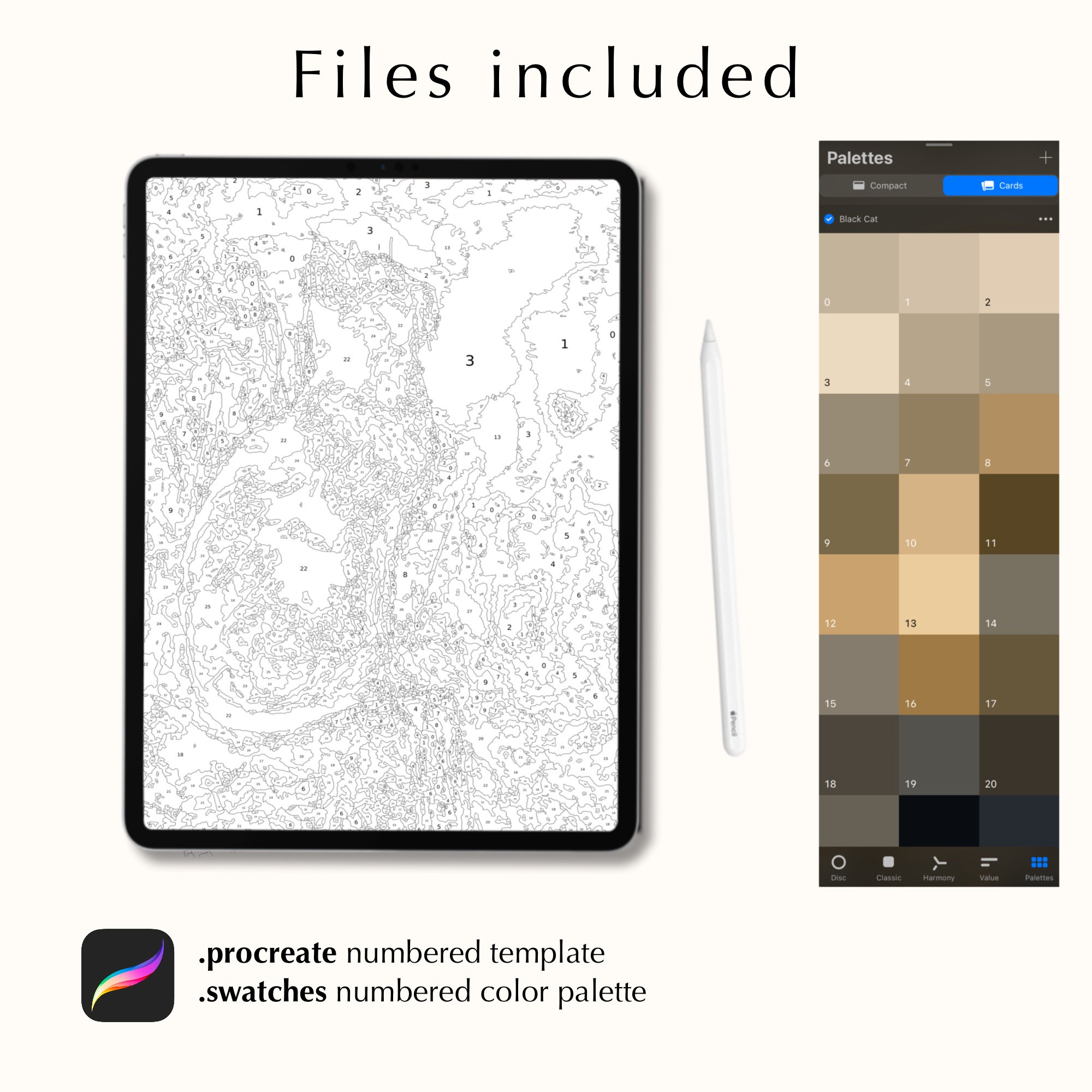 Paint by Number Kit for Procreate Including Color Palettes, Digital ...