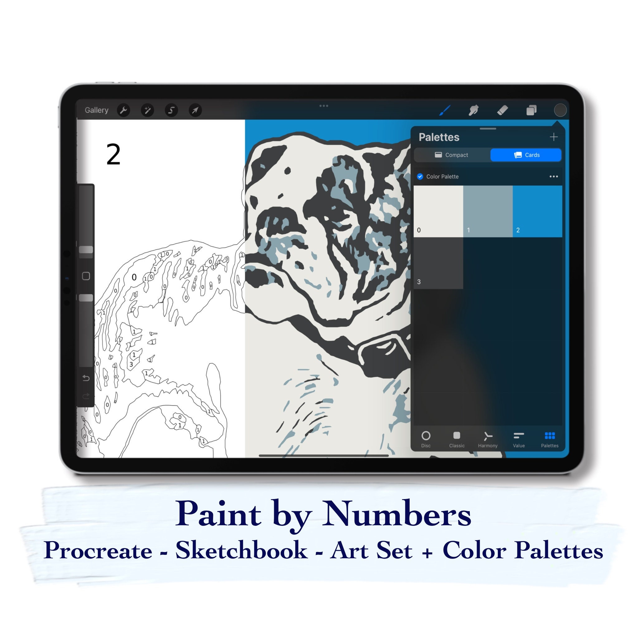 Paint by Number Kit Digital Procreate Sketchbook and Art Set - Etsy