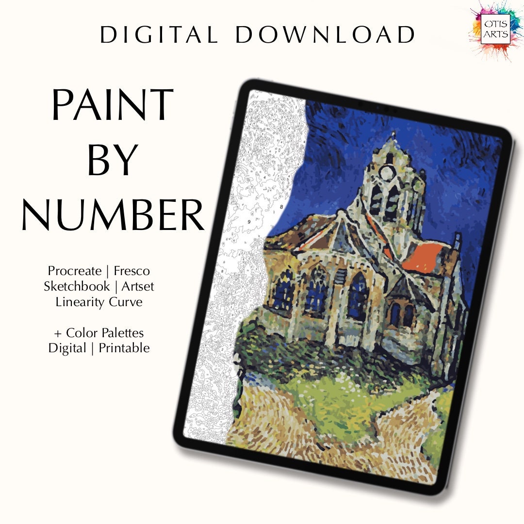 Paint by Number Kit Digital, Procreate, Fresco, Sketchbook, Art Set ...