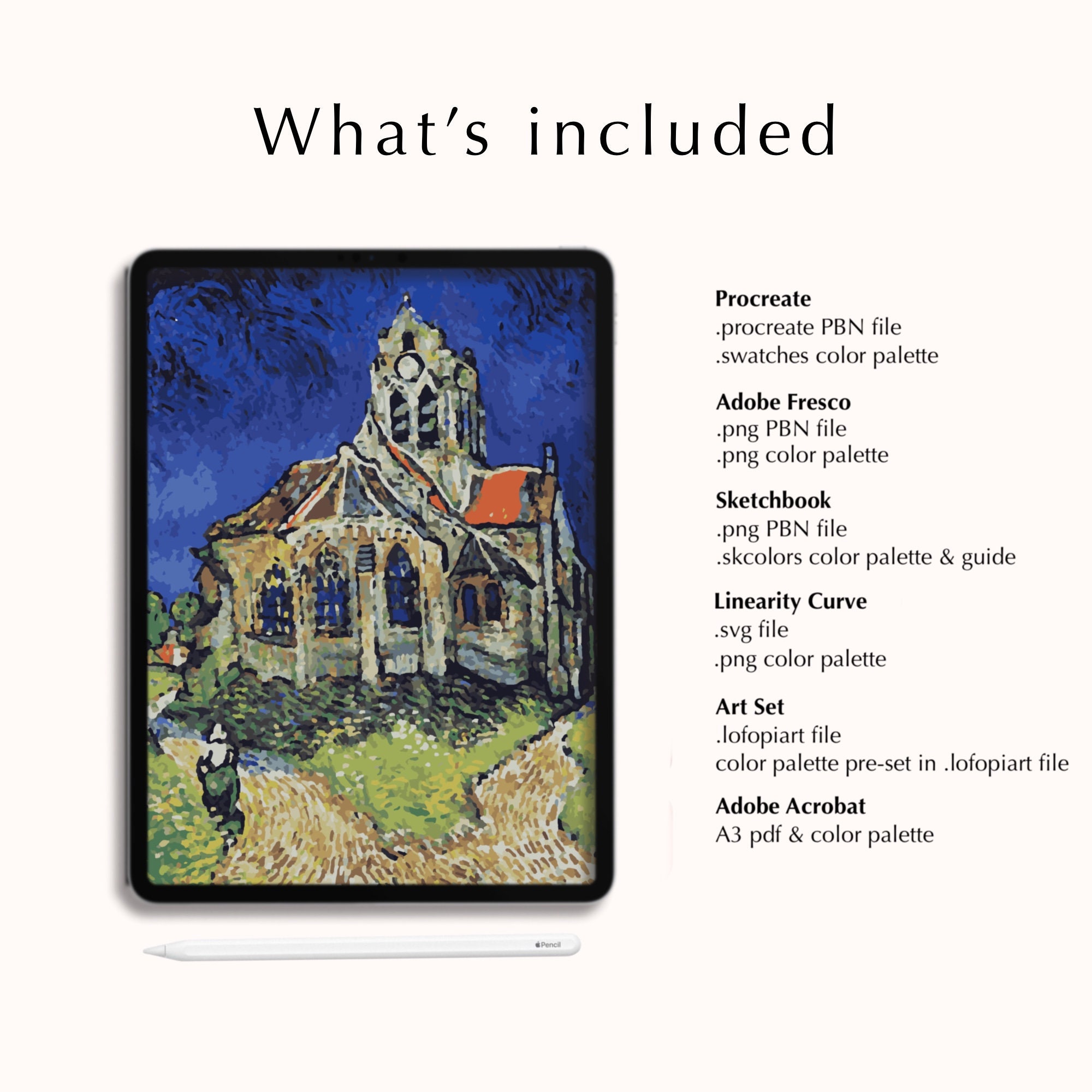 Paint by Number Kit Digital, Procreate, Fresco, Sketchbook, Art Set ...