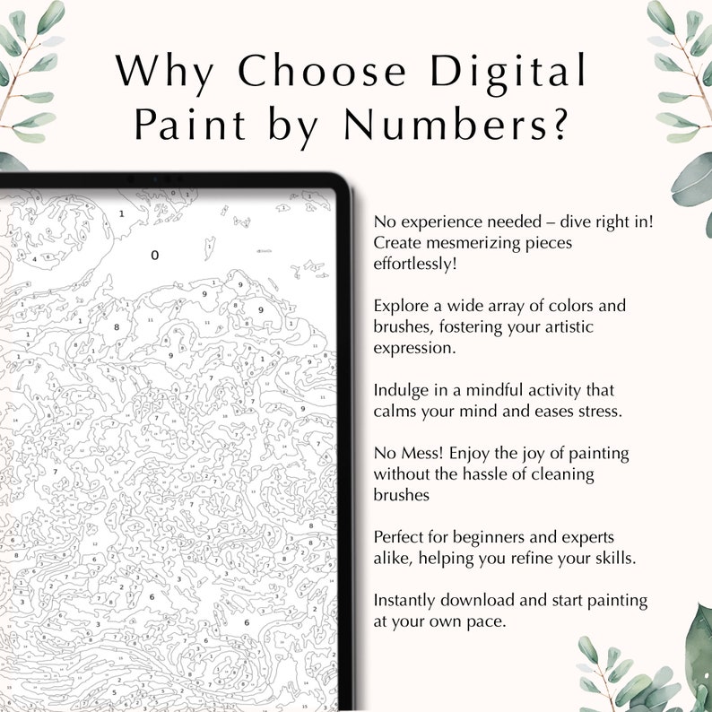 Paint by Number Kit Digital Procreate Sketchbook and Art Set - Etsy