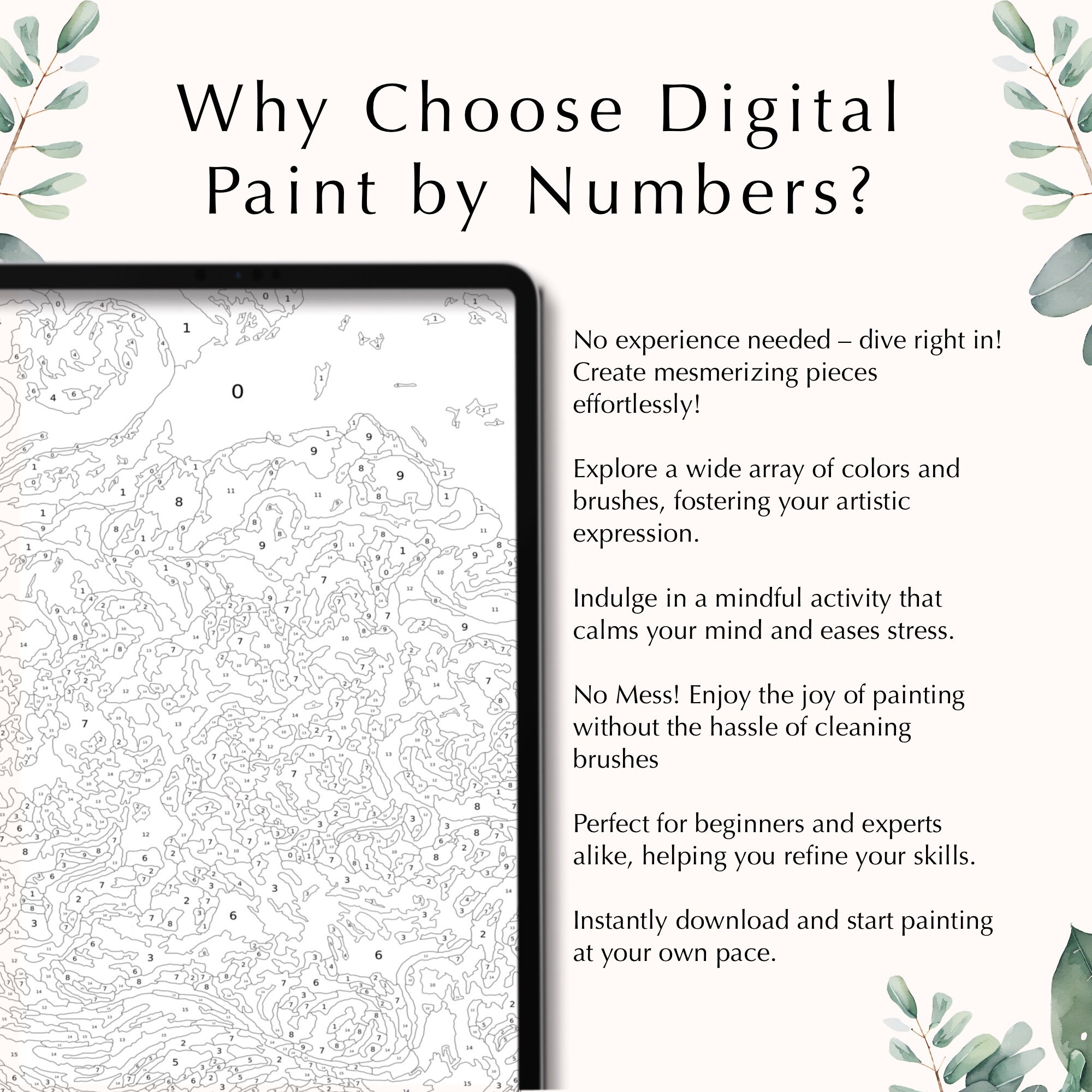 Paint by Number Kit Digital Procreate Sketchbook and Art Set - Etsy