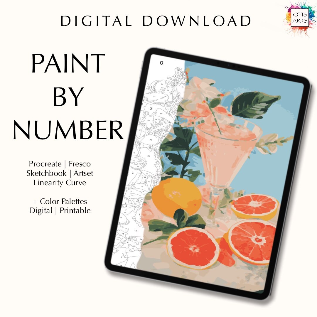 Cocktail Paint by Number Kit Adult Printable & Digital Art Procreate ...