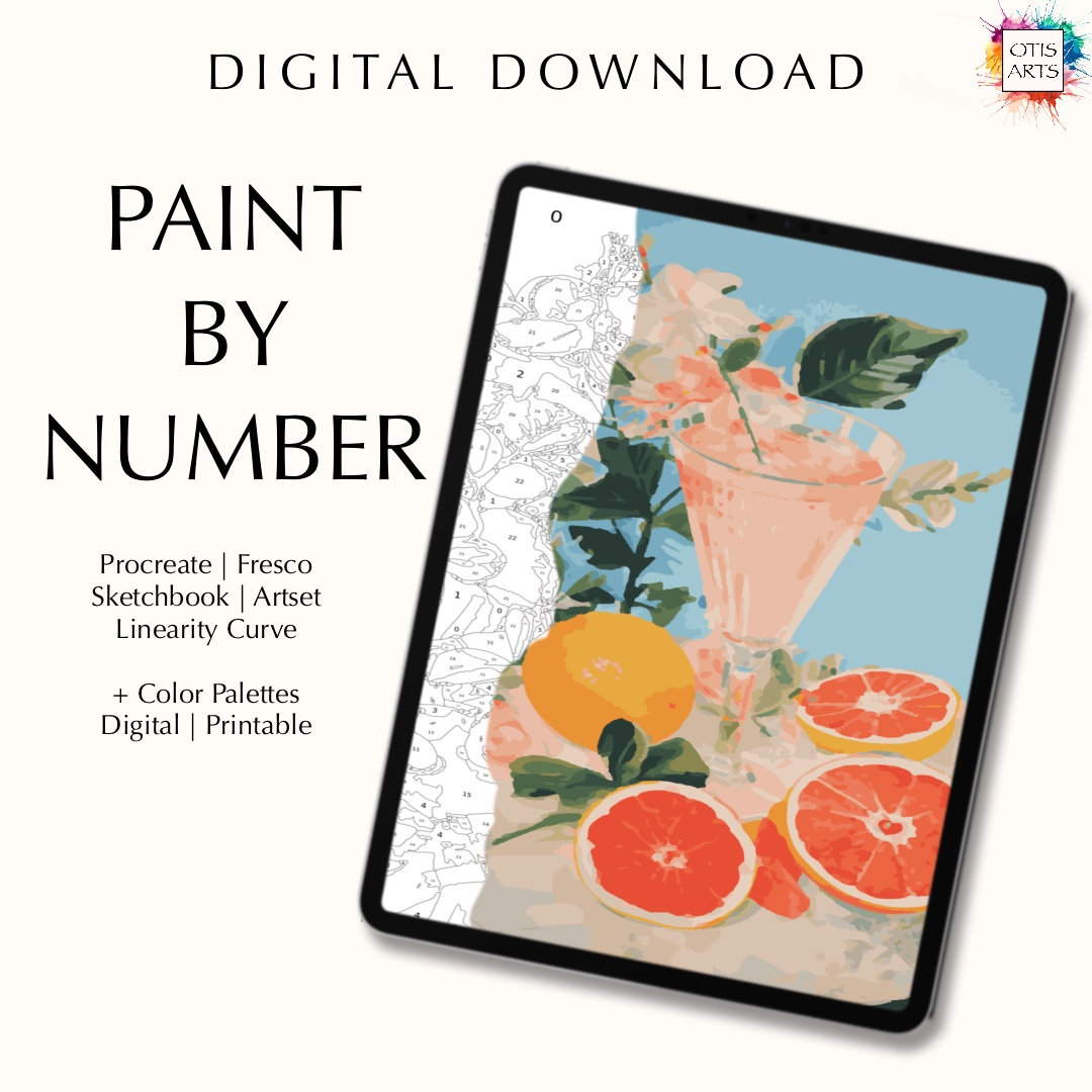 Cocktail Paint by Number Kit Adult Printable & Digital Art Procreate ...
