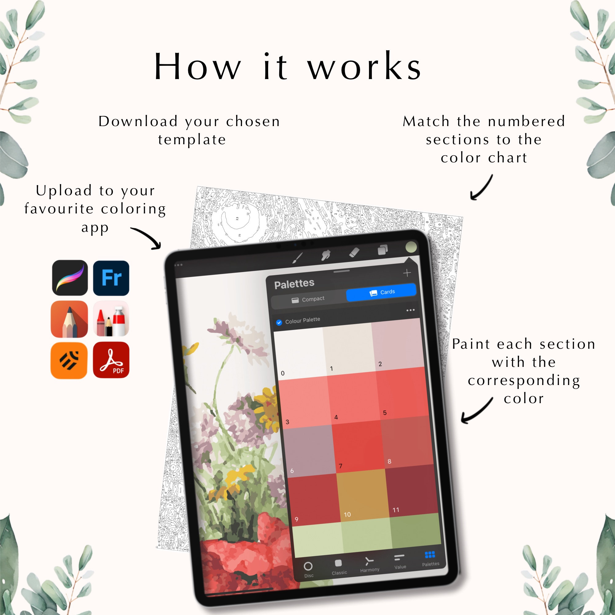 Paint by Number Kit Digital Procreate Fresco Sketchbook - Etsy