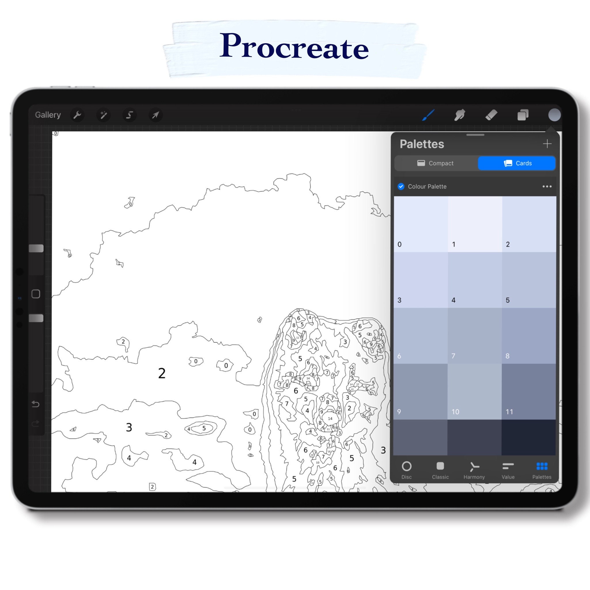 Paint by Number Kit Digital Procreate Sketchbook and Art Set - Etsy