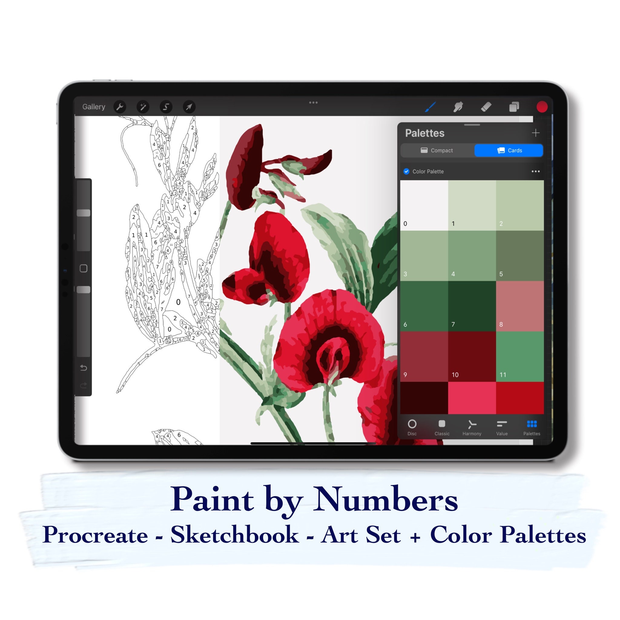 Paint by Number Kit Digital Procreate Sketchbook and Art Set - Etsy