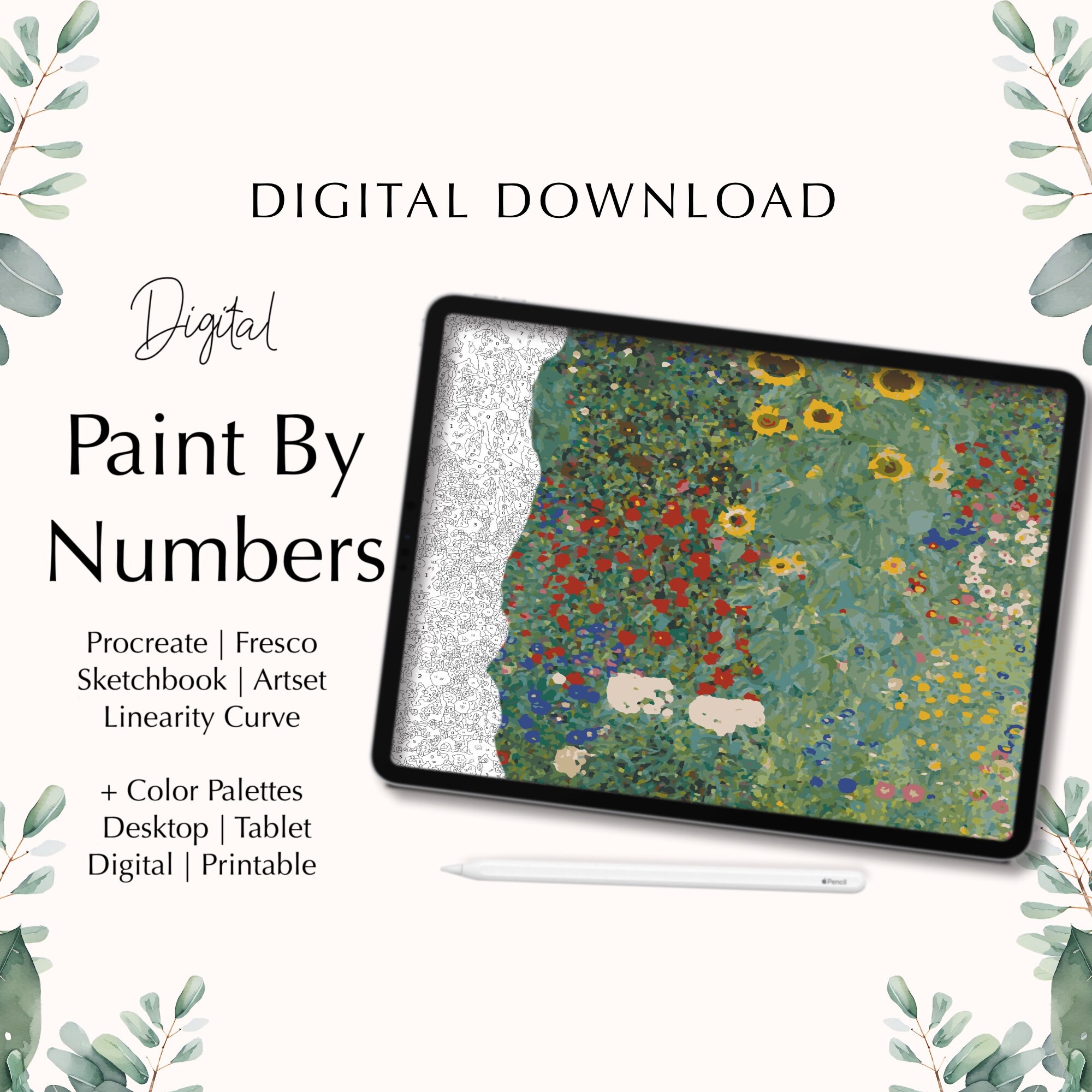 Paint by Number Kit Digital Procreate Fresco Sketchbook - Etsy