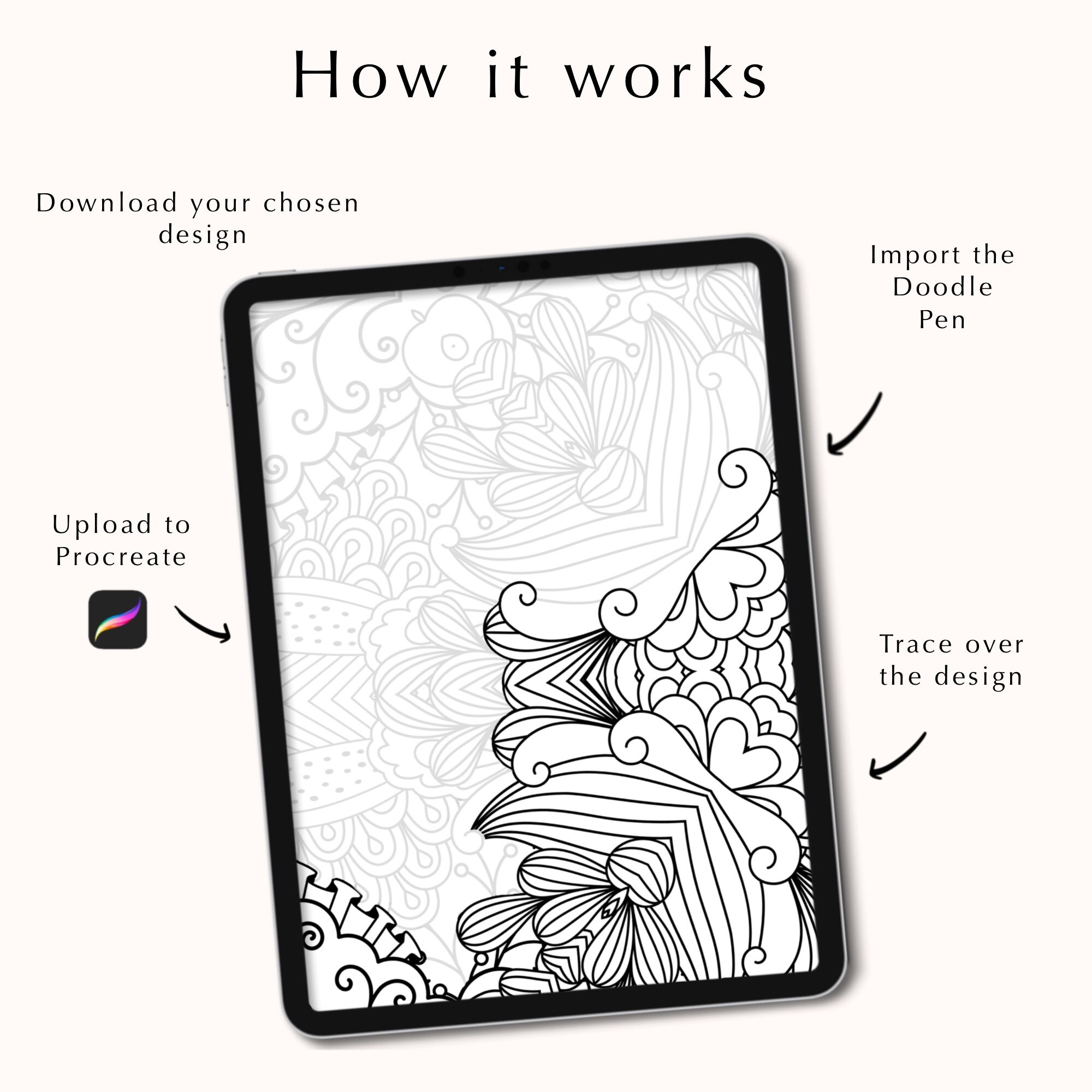 Procreate Doodle Pad, Patterns to Trace and Color, Digital Download - Etsy
