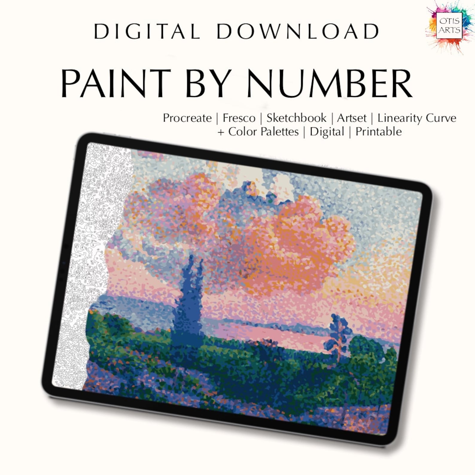 Paint by Number Kit Digital, Procreate, Fresco, Sketchbook, Art Set ...