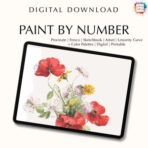 Paint by Number Kit Digital, Procreate, Fresco, Sketchbook, Art Set ...