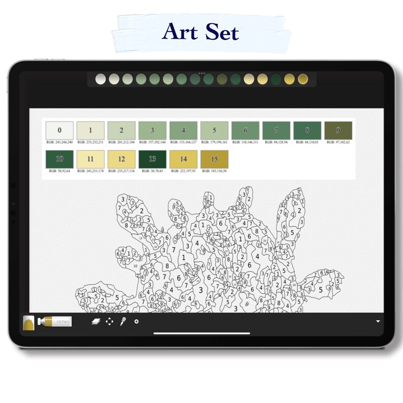 Paint by Number Kit Digital Procreate Sketchbook and Art Set - Etsy