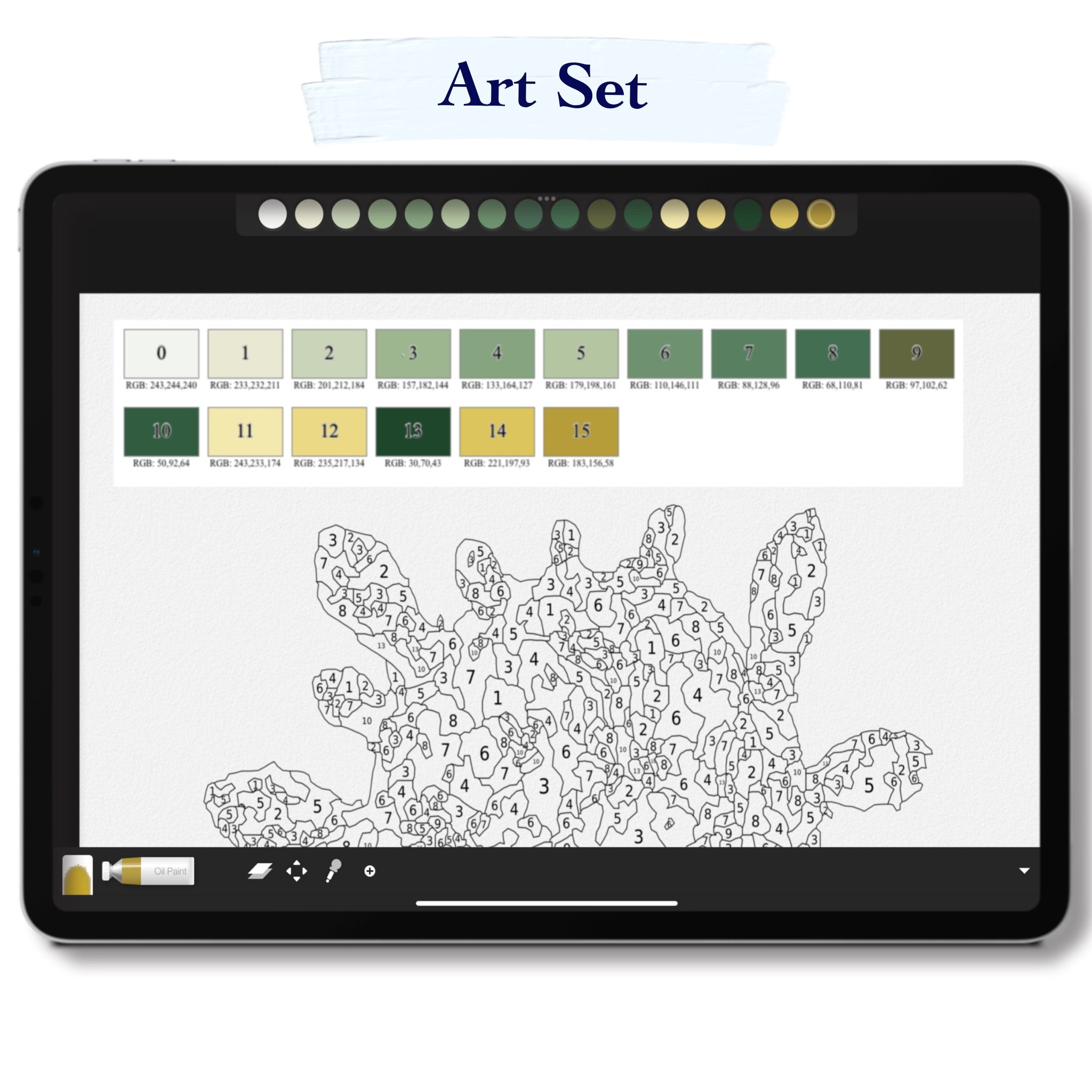 Paint by Number Kit Digital Procreate Sketchbook and Art Set - Etsy