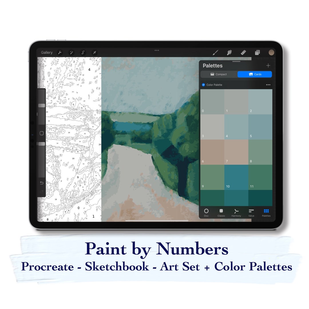 Paint by Number Kit Digital, Procreate, Sketchbook and Art Set ...