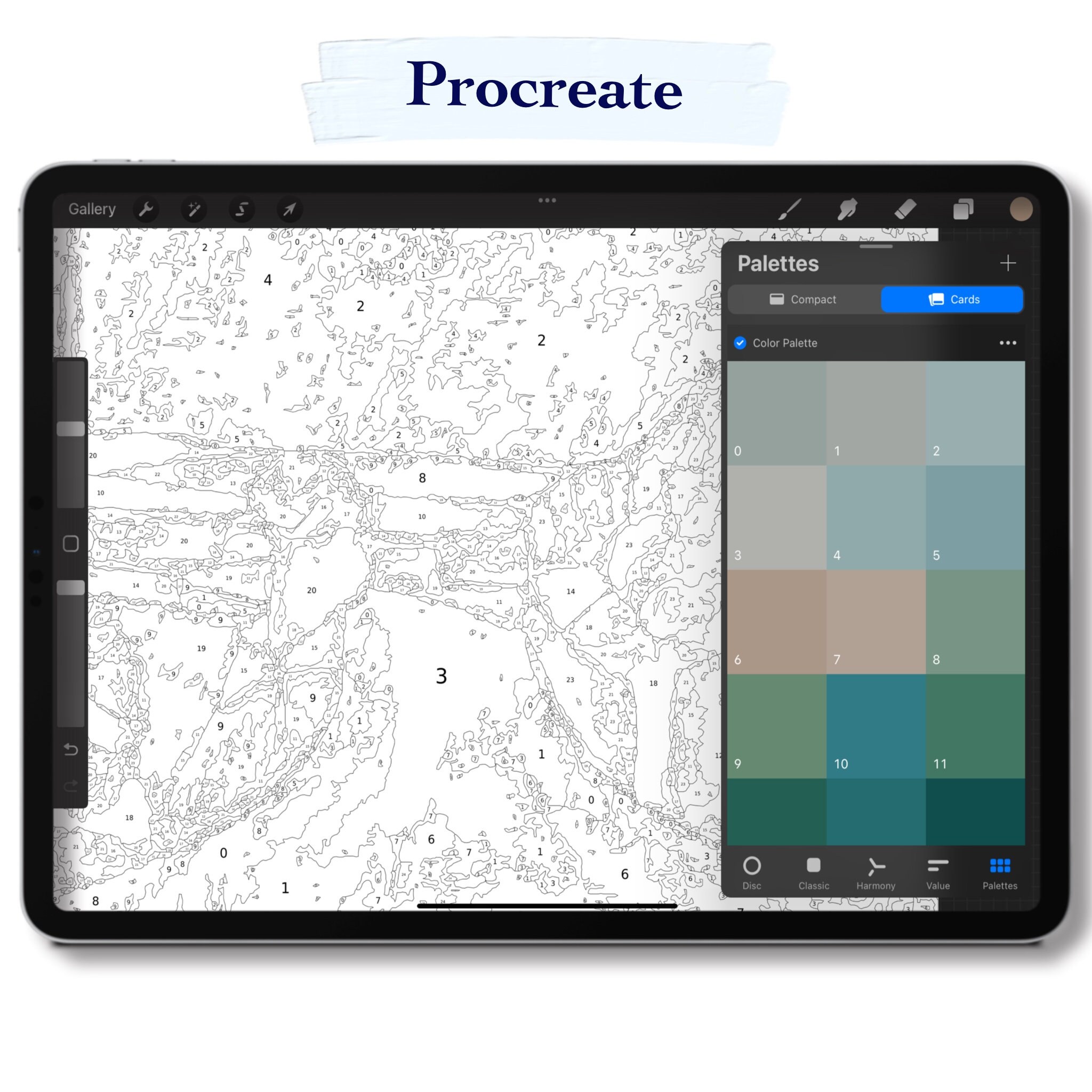 Paint by Number Kit Digital Procreate Sketchbook and Art Set - Etsy