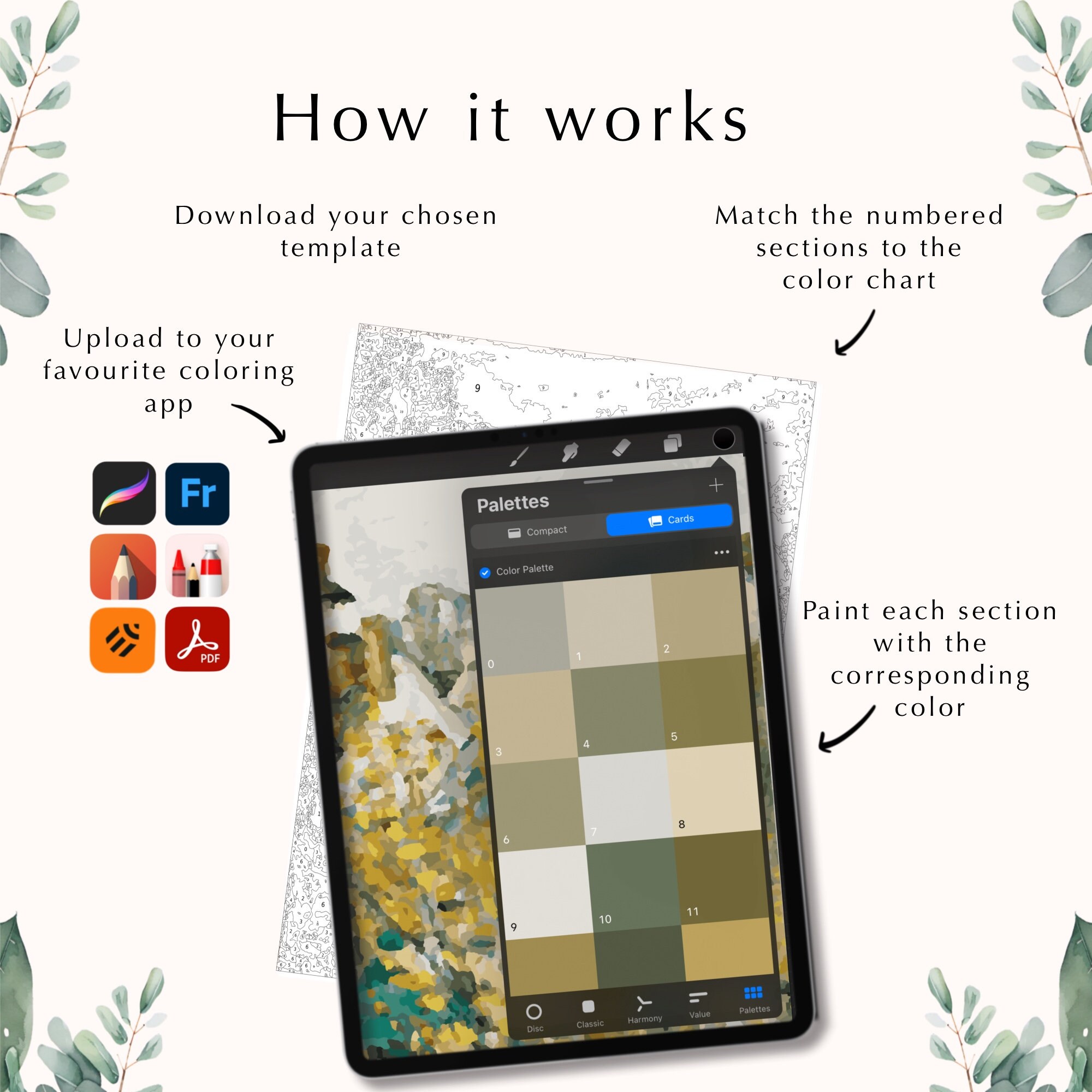 Paint by Number Kit Digital Procreate Fresco Sketchbook - Etsy