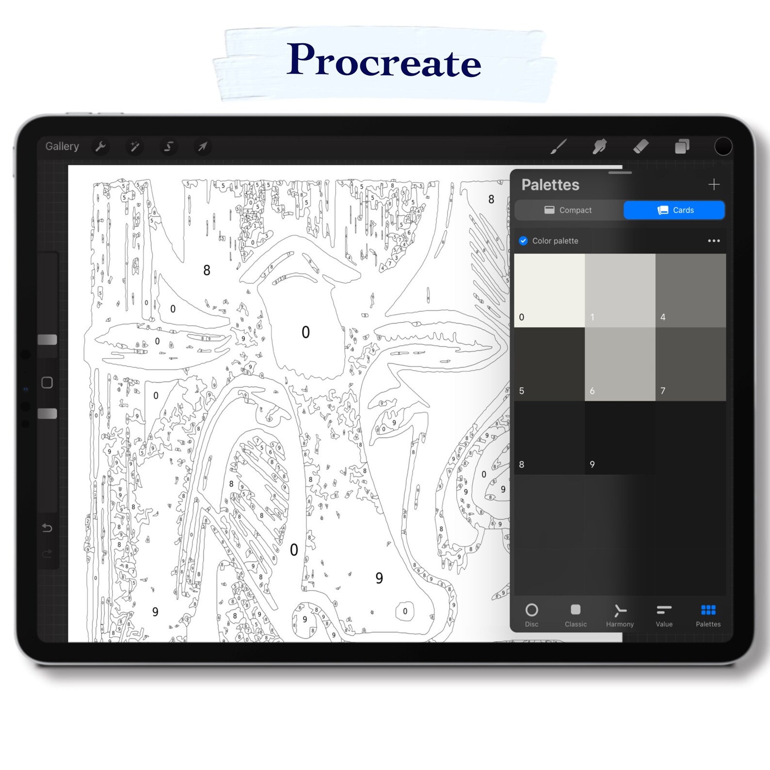 Paint by Number Kit Digital Procreate Template and Sketchbook - Etsy