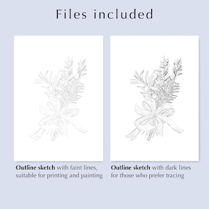 Festive Pine Watercolor Painting Kit - Printable A4 Outline Template ...