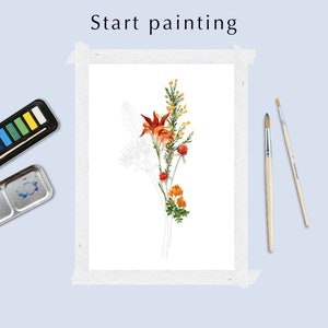 Orange Flower Outline Drawing, PDF Digital Download for Coloring or ...