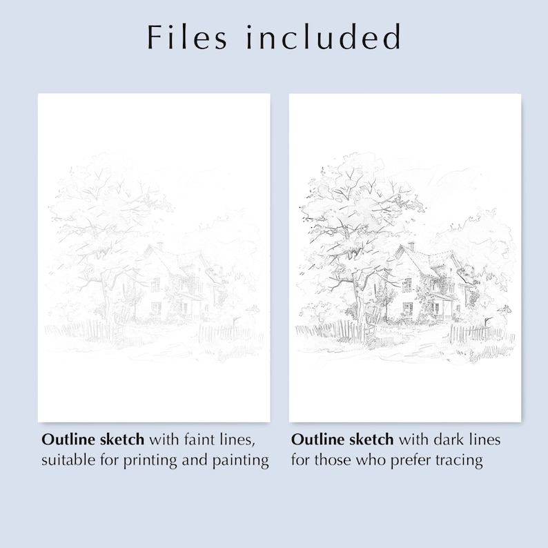 Cosy Cottage, Outline Drawing, PDF Digital Download for Coloring or ...