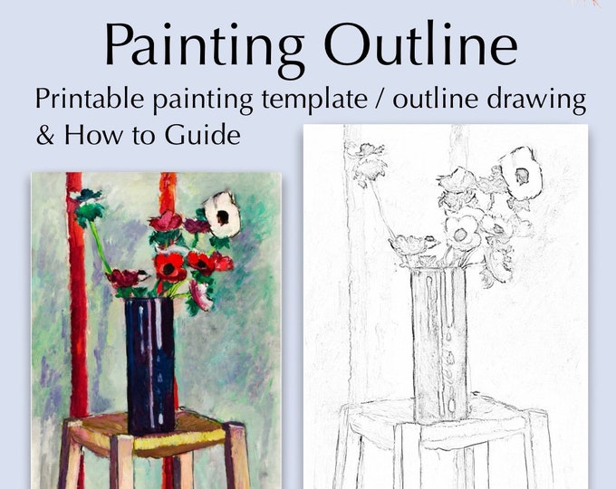 Purple Flower Outline Drawings for Painting, Watercolor Drawing ...