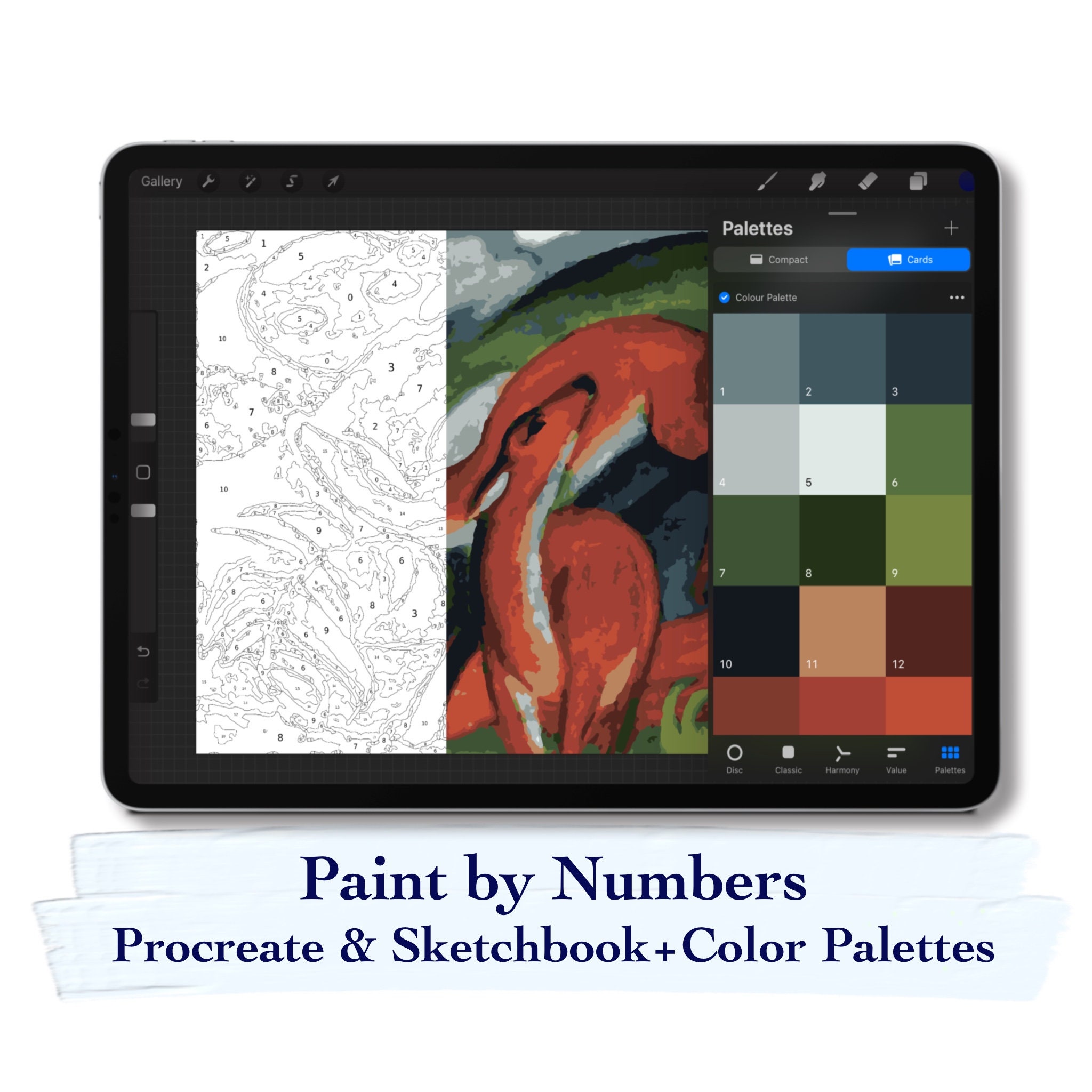 Paint by Number Kit Digital Procreate Template and Sketchbook - Etsy