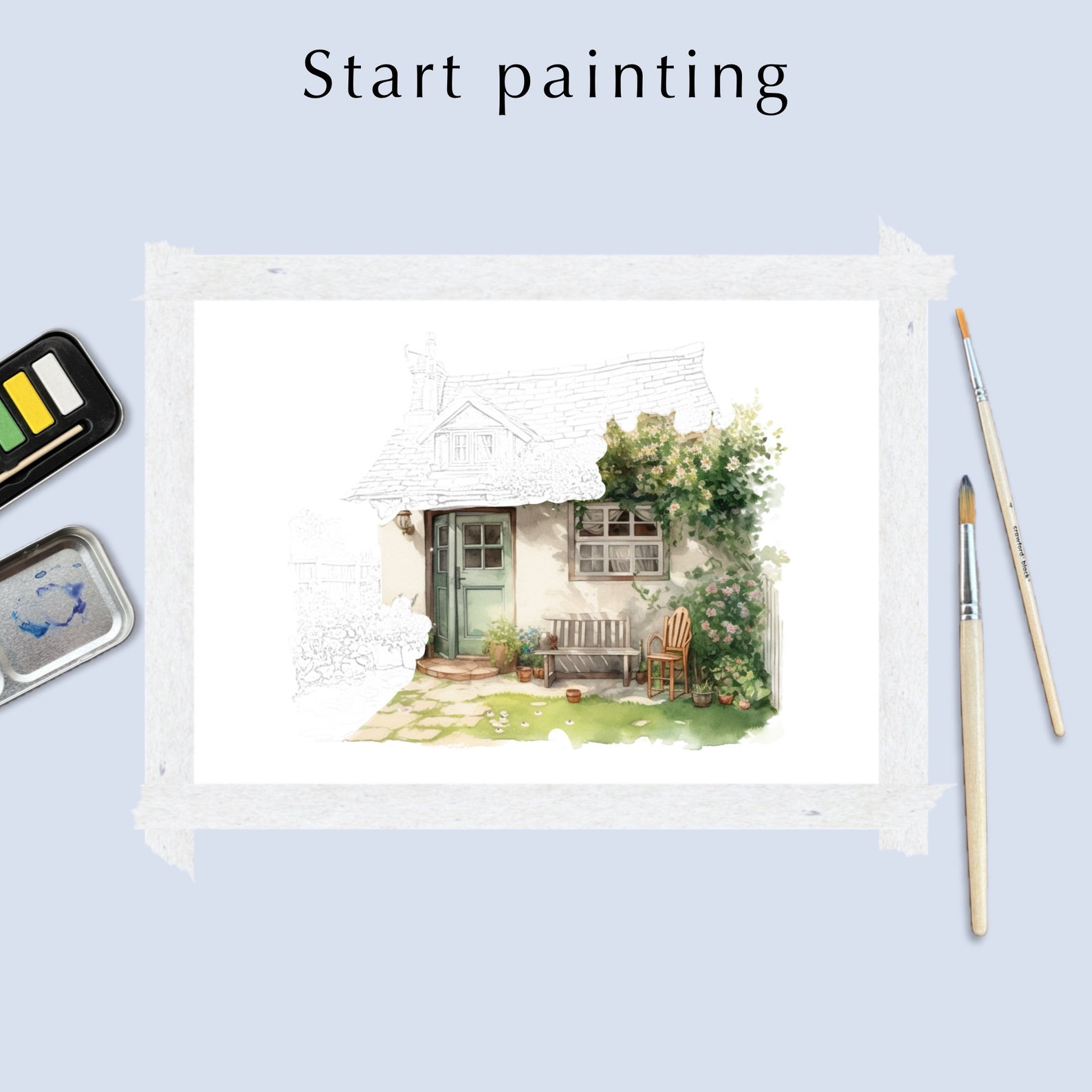 Cosy Cottage Outline Drawing, PDF Digital Download for Coloring or ...