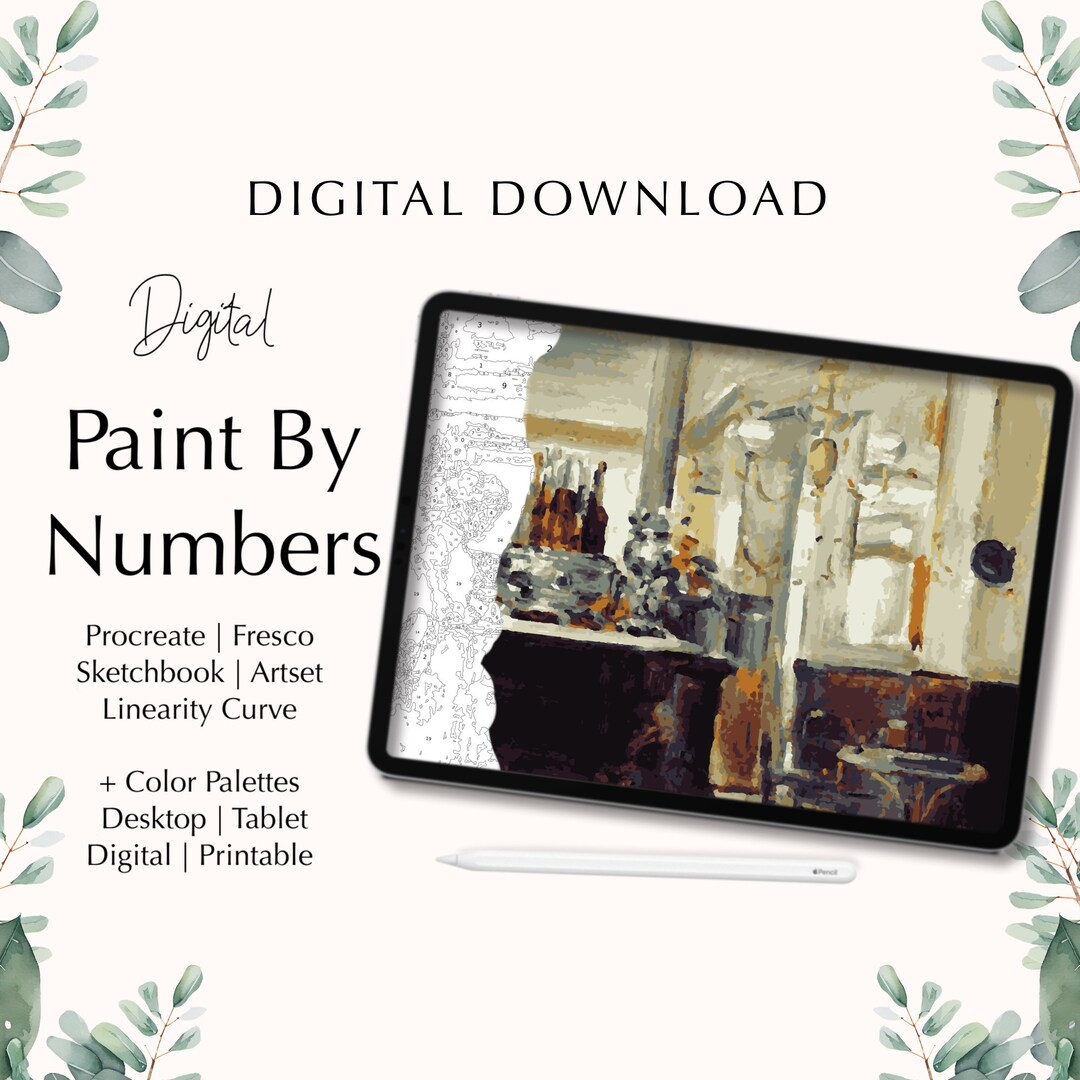 Paint by Number Kit Digital Procreate Fresco Sketchbook - Etsy