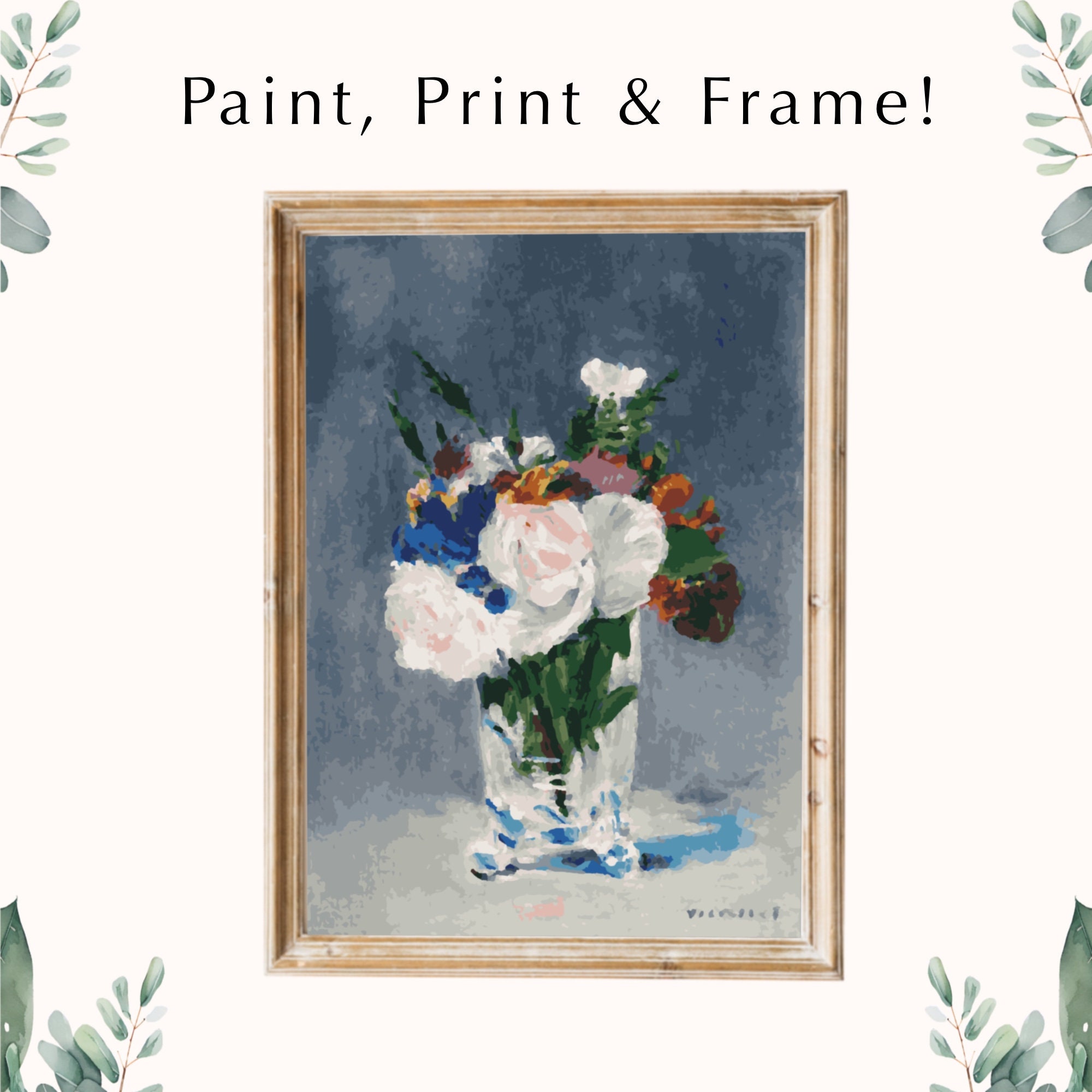 Manet Flowers in Vase Paint by Number Template: Procreate, Fresco ...