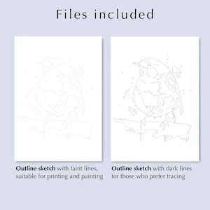 Robin Painting Template, Outline Drawing, PDF Digital Download for ...