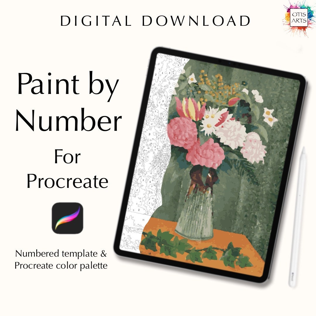 Paint by Number Kit for Procreate Including Color Palettes, Digital ...