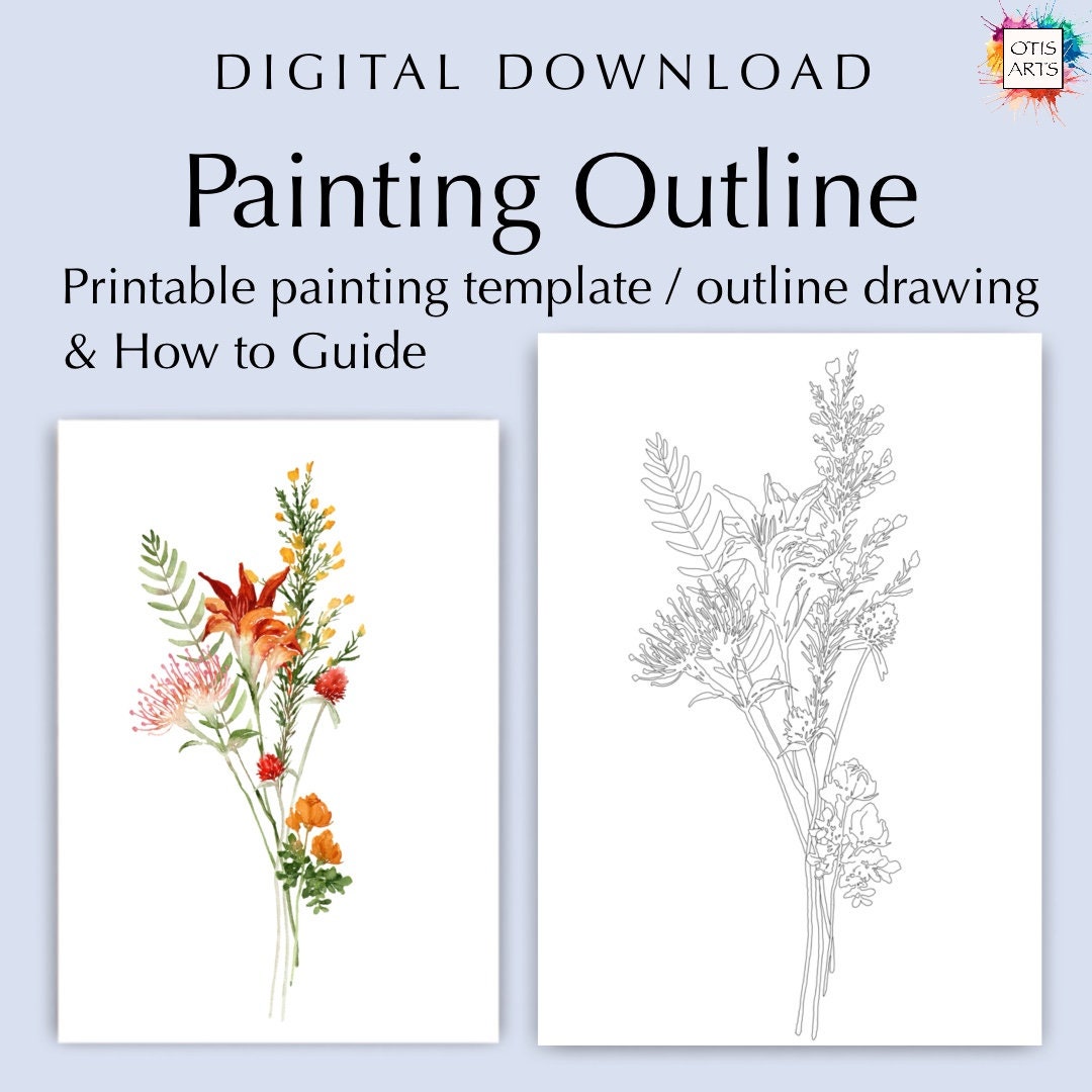 Orange Flower Outline Drawing, PDF Digital Download for Coloring or ...