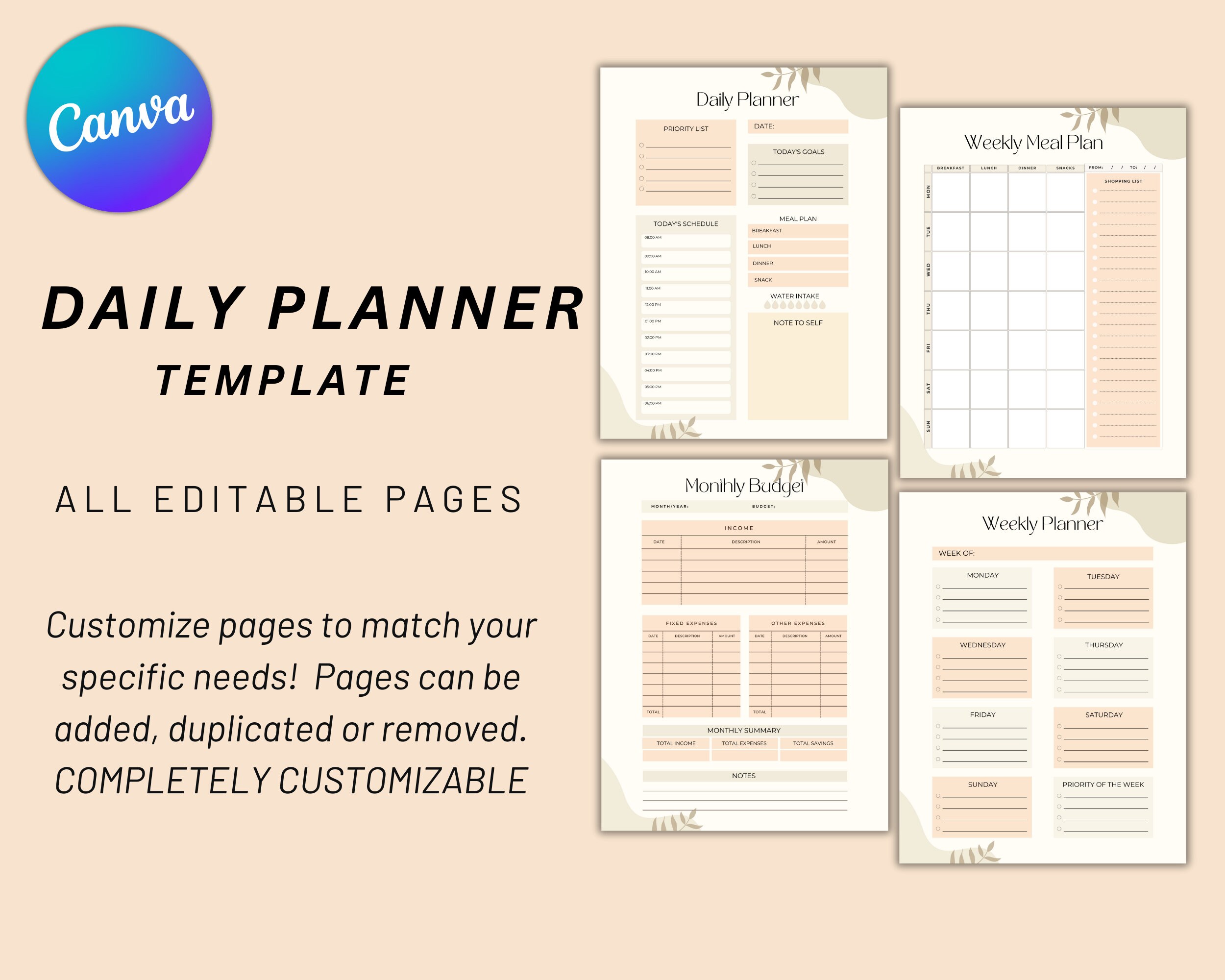 Minimalist Planner Bundle PDF Printable Daily & Weekly Schedule Daily ...