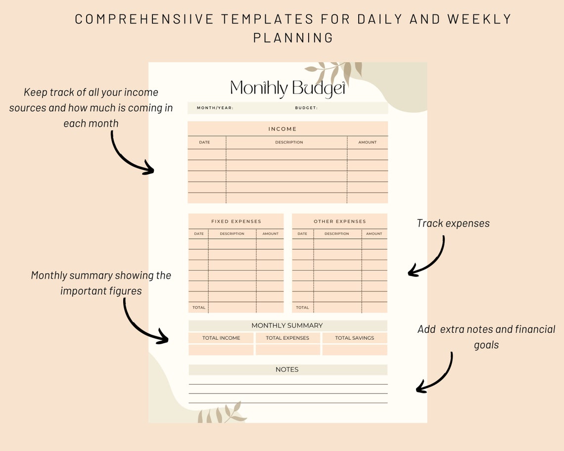 Minimalist Planner Bundle PDF Printable Daily & Weekly Schedule Daily ...