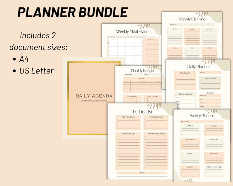 Minimalist Planner Bundle PDF Printable Daily & Weekly Schedule Daily ...