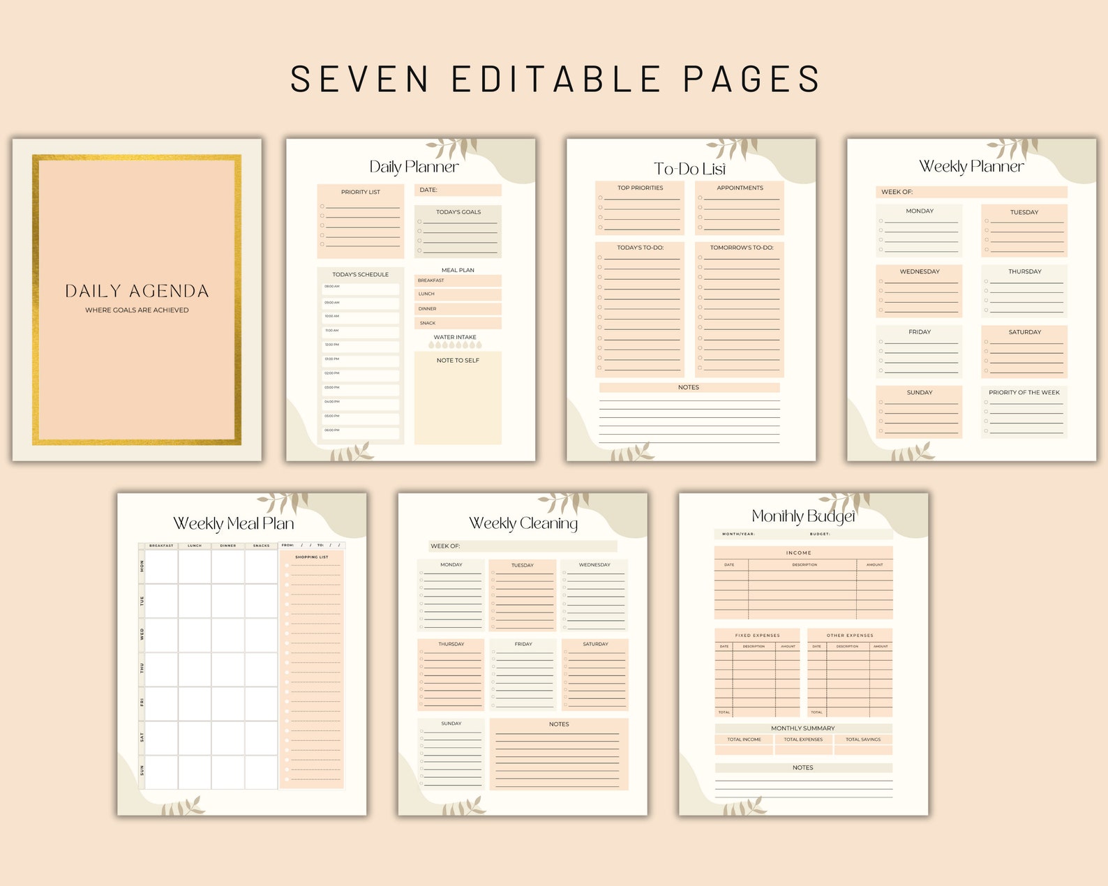 Minimalist Planner Bundle PDF Printable Daily & Weekly Schedule Daily ...