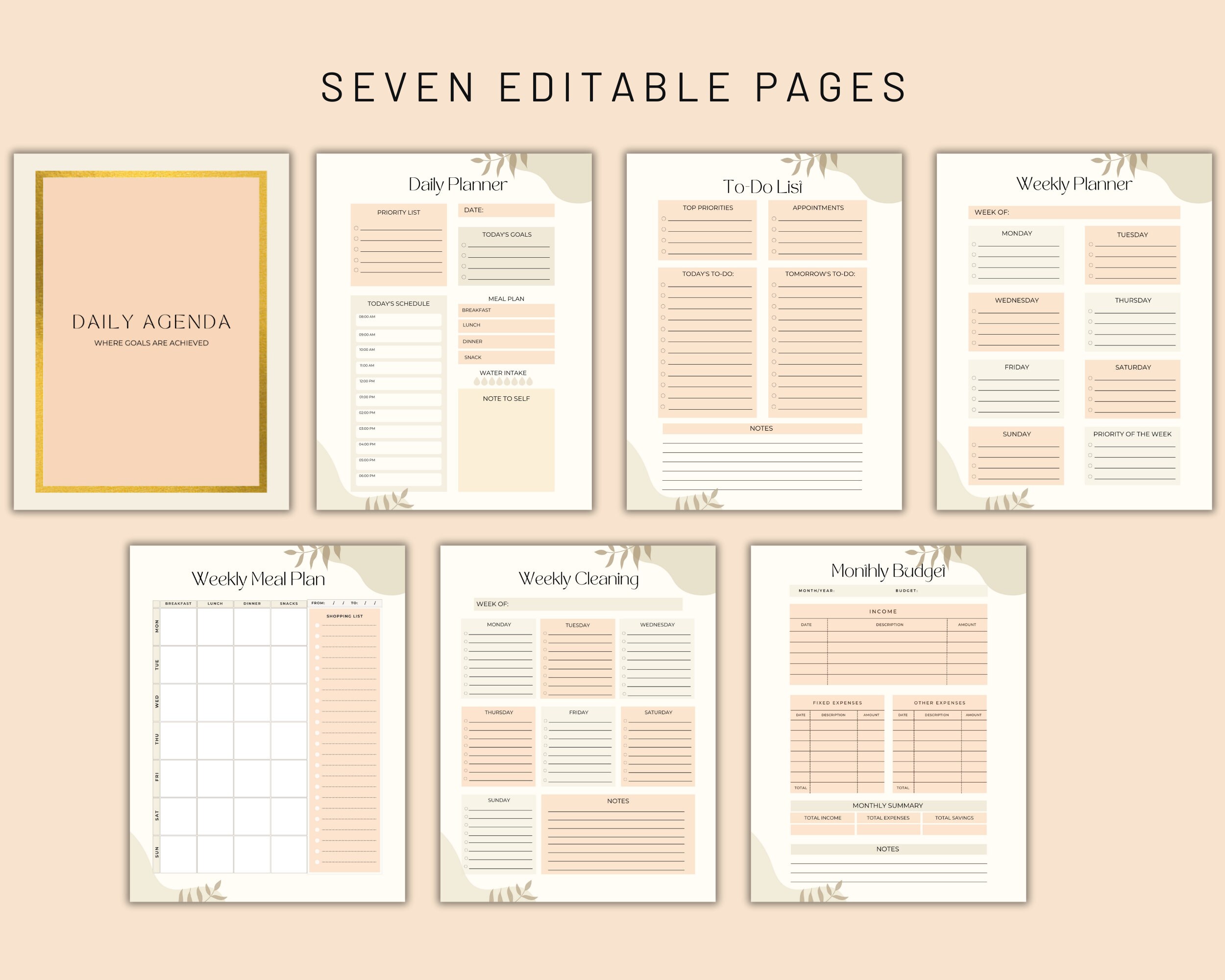 Minimalist Planner Bundle PDF Printable Daily & Weekly Schedule Daily ...
