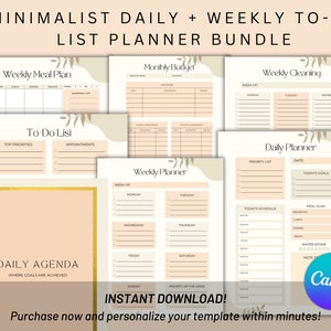 Minimalist Planner Bundle PDF Printable Daily & Weekly Schedule Daily ...