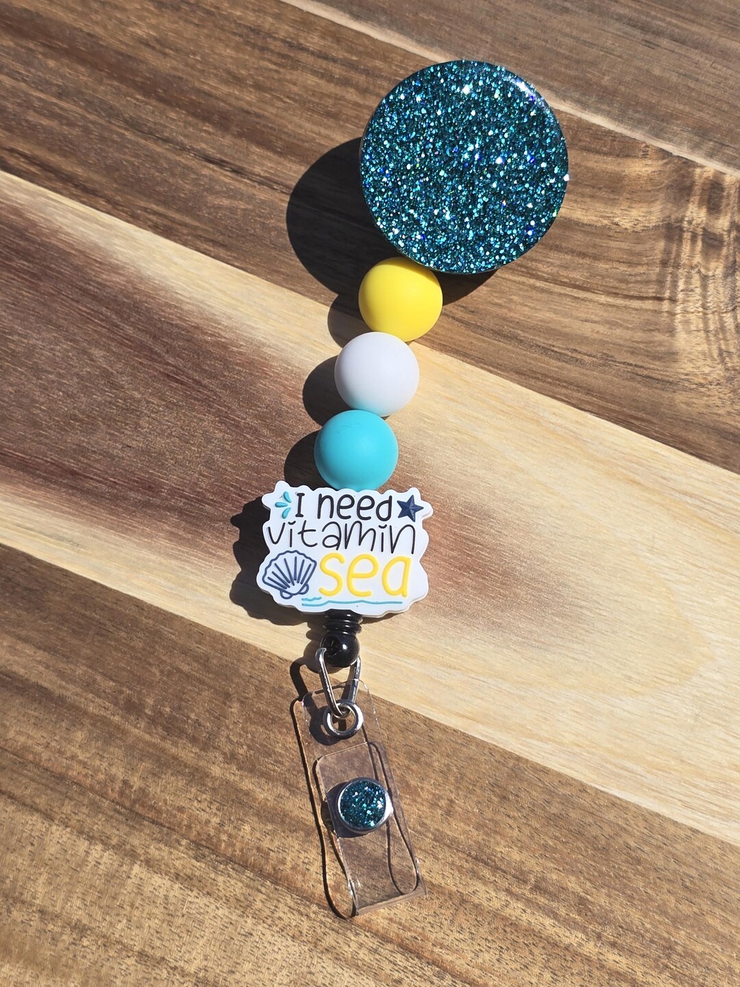 I Need Vitamin Sea Teal Glitter Badge Reel – Personalized Option - Etsy