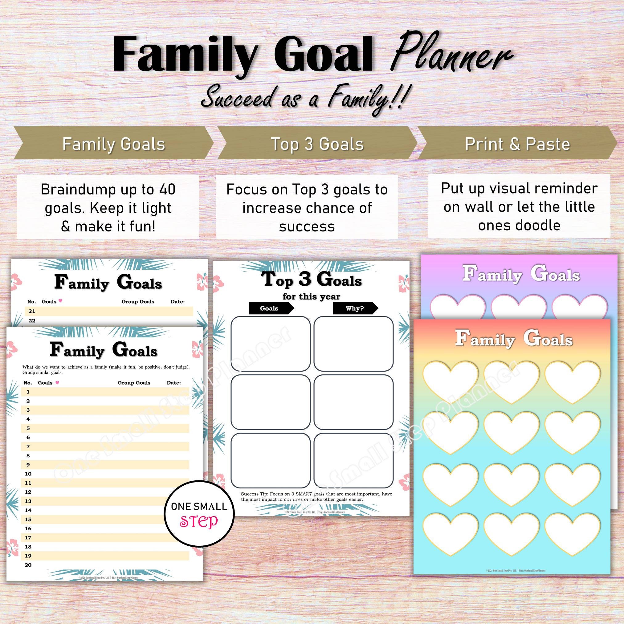 Family Goal Planner Yearly Goal Setting Workbooks, Household Management ...