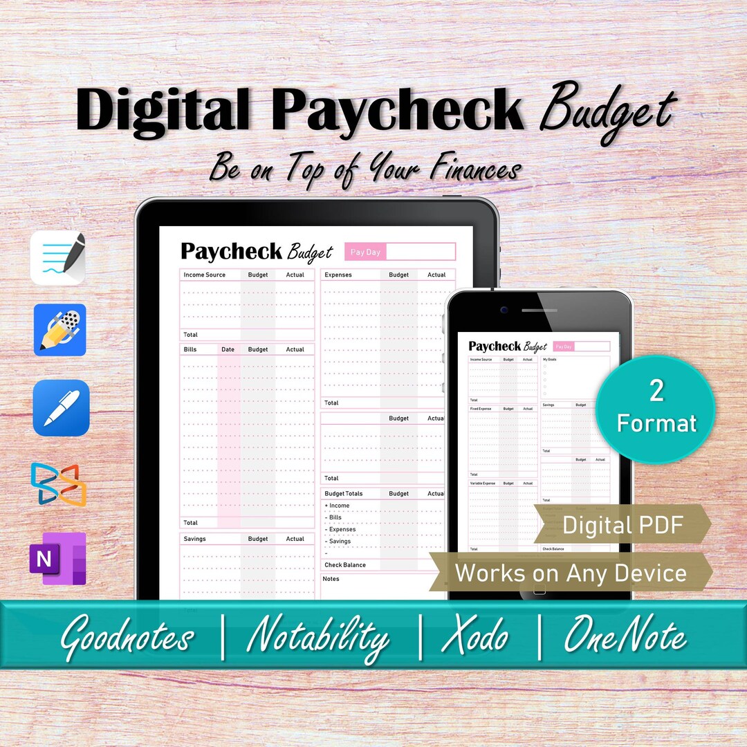 Digital Budget by Paycheck iPad Budget Planner, Onenote Personal ...