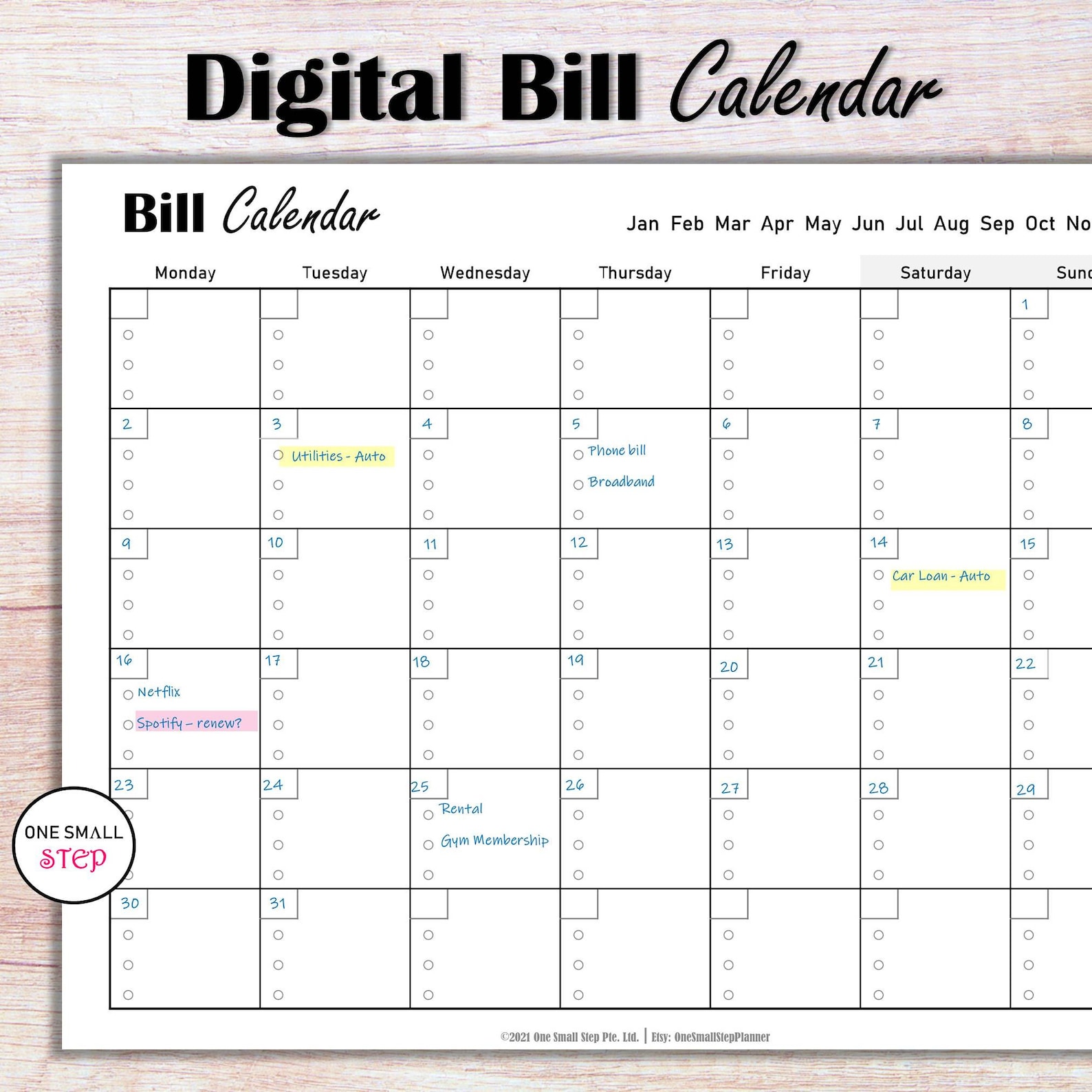 Digital Bill Tracker iPad Budget Planner, Goodnotes Monthly Bill ...