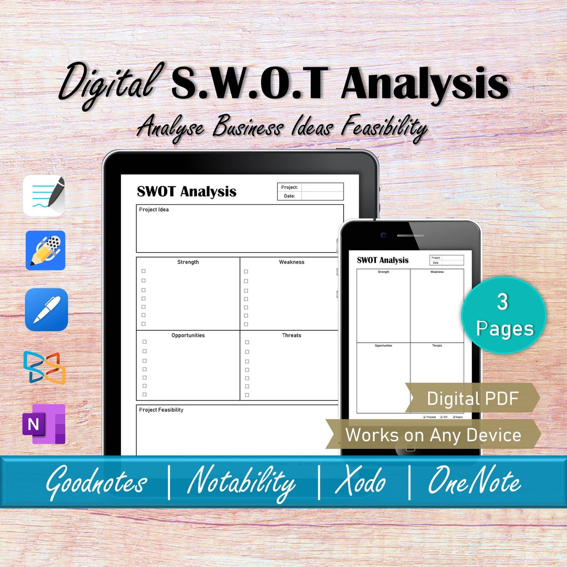 Digital SWOT Analysis Template, Goodnotes Business Plan Templates ...