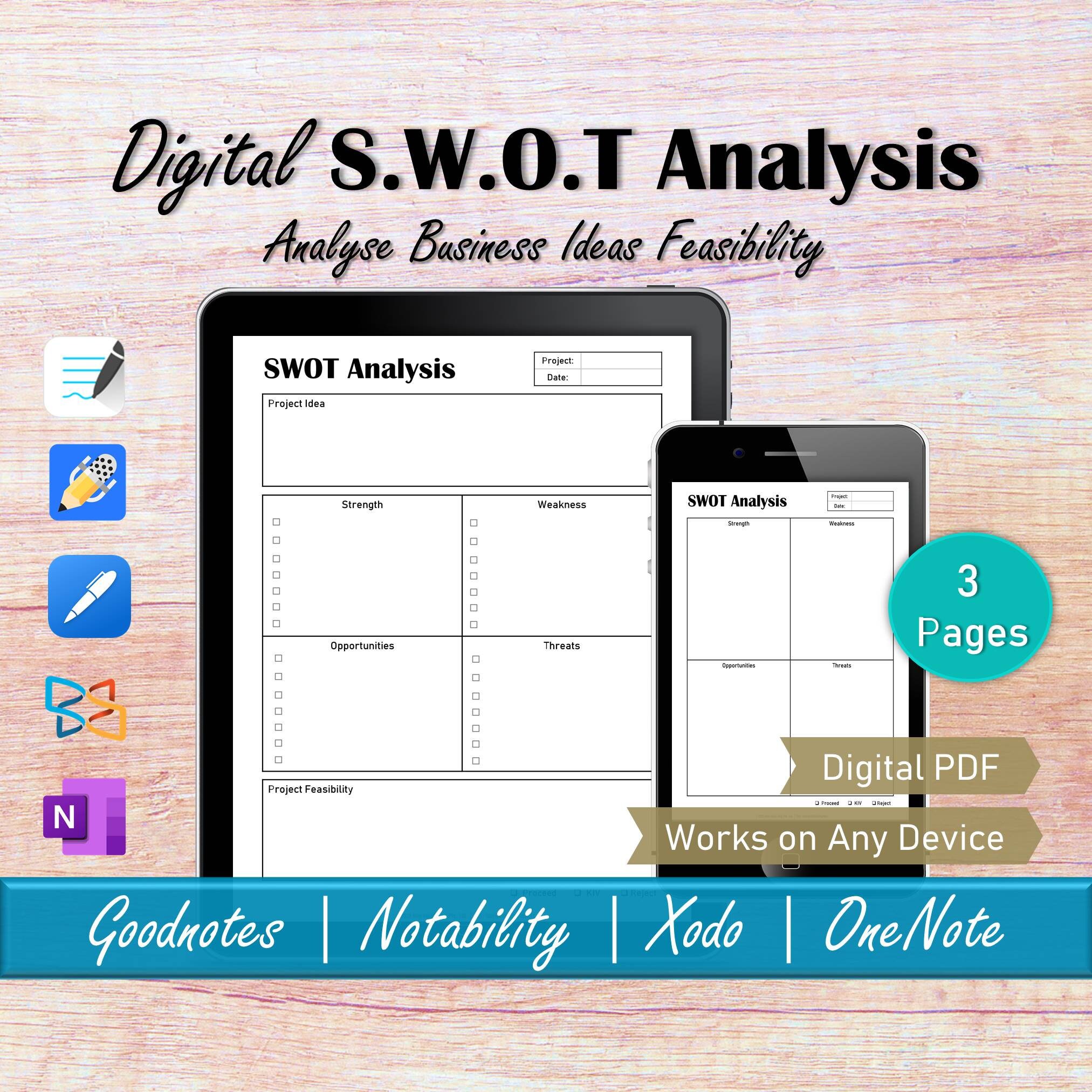 Digital SWOT Analysis Template, Goodnotes Business Plan Templates ...